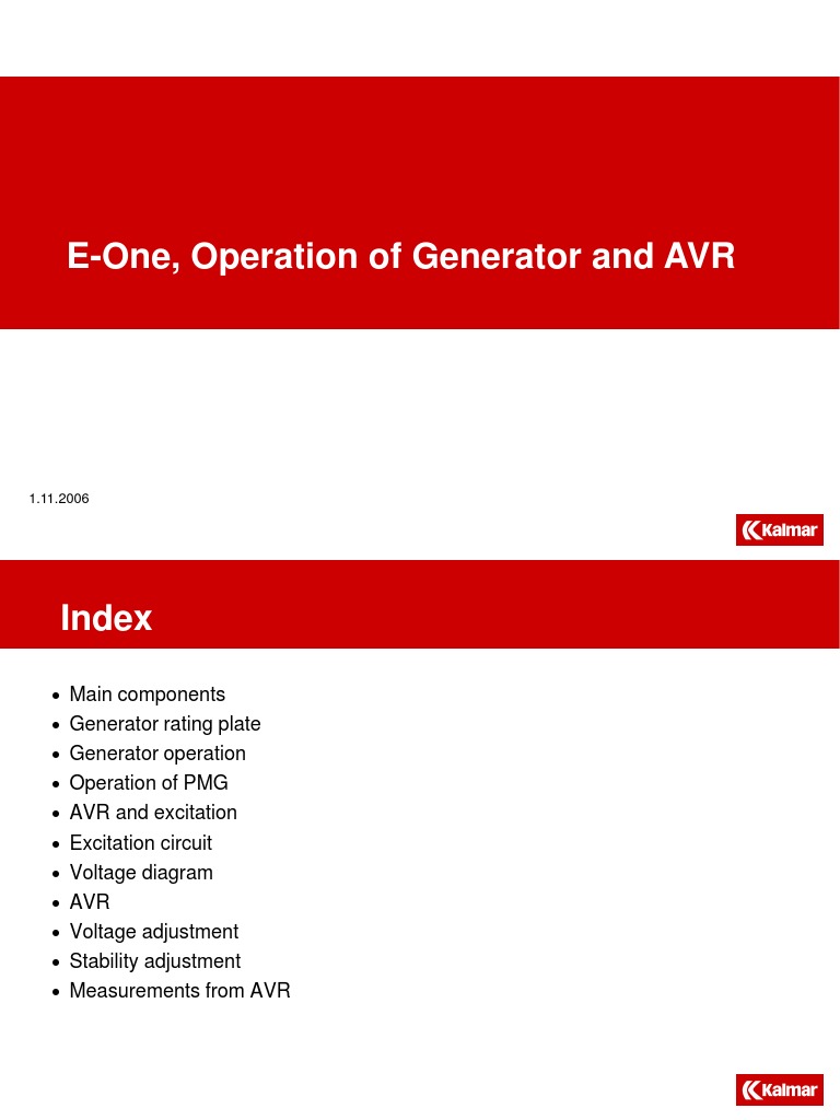 Kalmar Cargotec RTG E One Generator and AVR | PDF | Electric Generator ...
