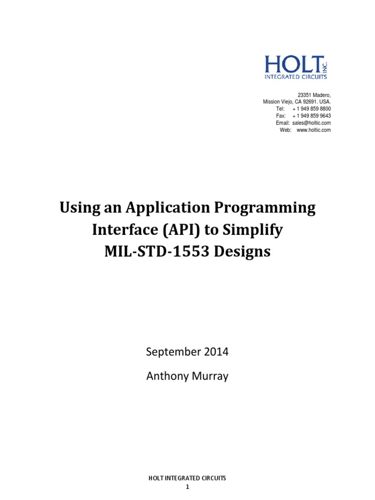 Using An Application Programming Interface API To Simplify Mil STD 1553 ...