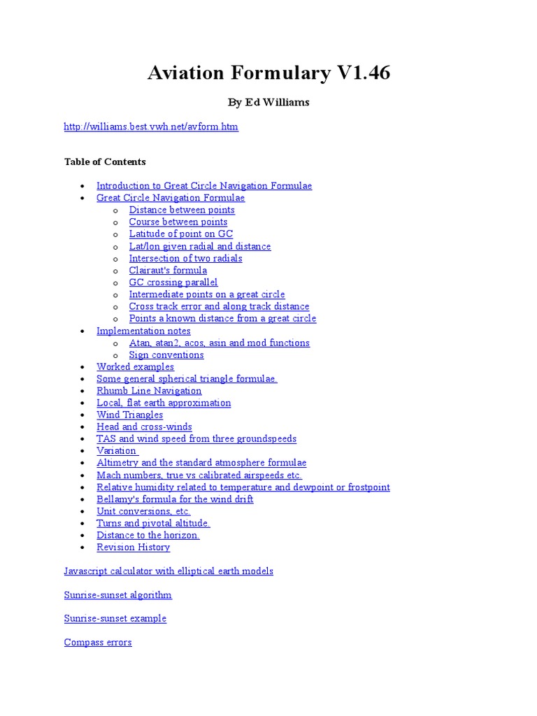 Aviation Formulary V1 | Download Free PDF | Sine | Horizon