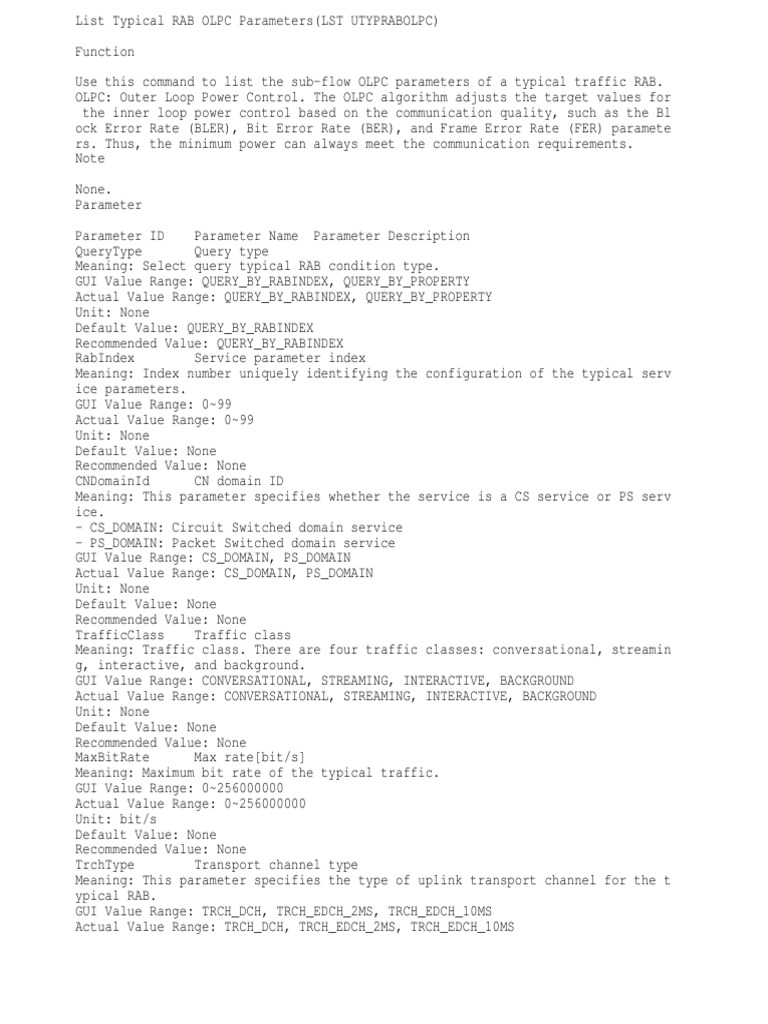 Deactivate Cell HSUPA | PDF | High Speed Packet Access | Parameter (Computer Programming)
