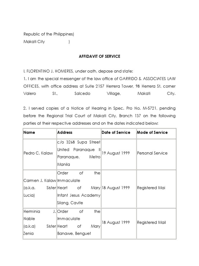 Affidavit of Service | PDF | Politics