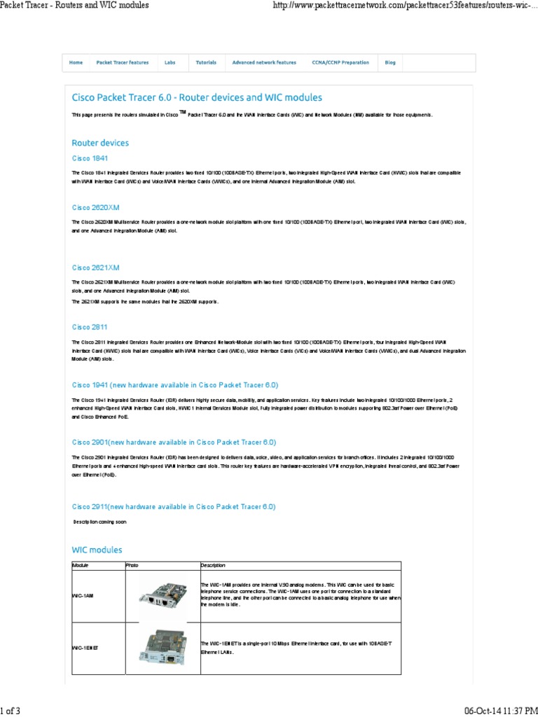 Packet Tracer - Routers and WIC Modules | PDF | Computer Network ...
