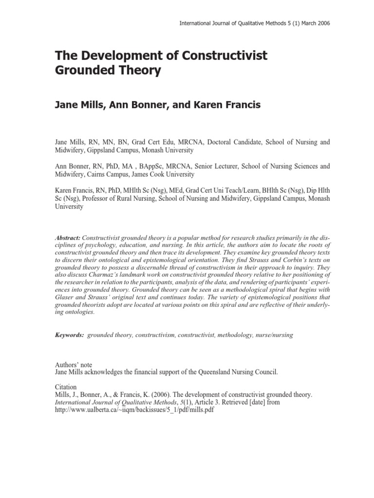 The Development Of Constructivist Grounded Theory Pdf Qualitative