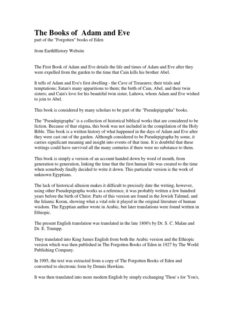 Ancient Texts: Adam & Eve's Journey | PDF | Adam | Christianity