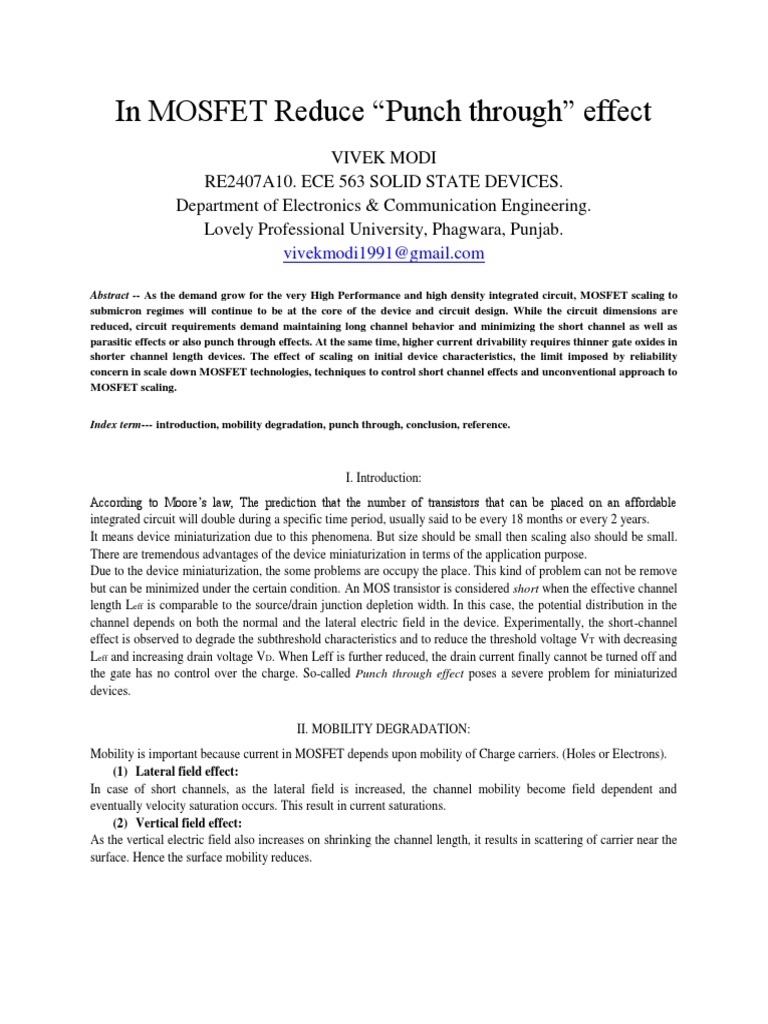 Punch Through | PDF | Field Effect Transistor | Mosfet