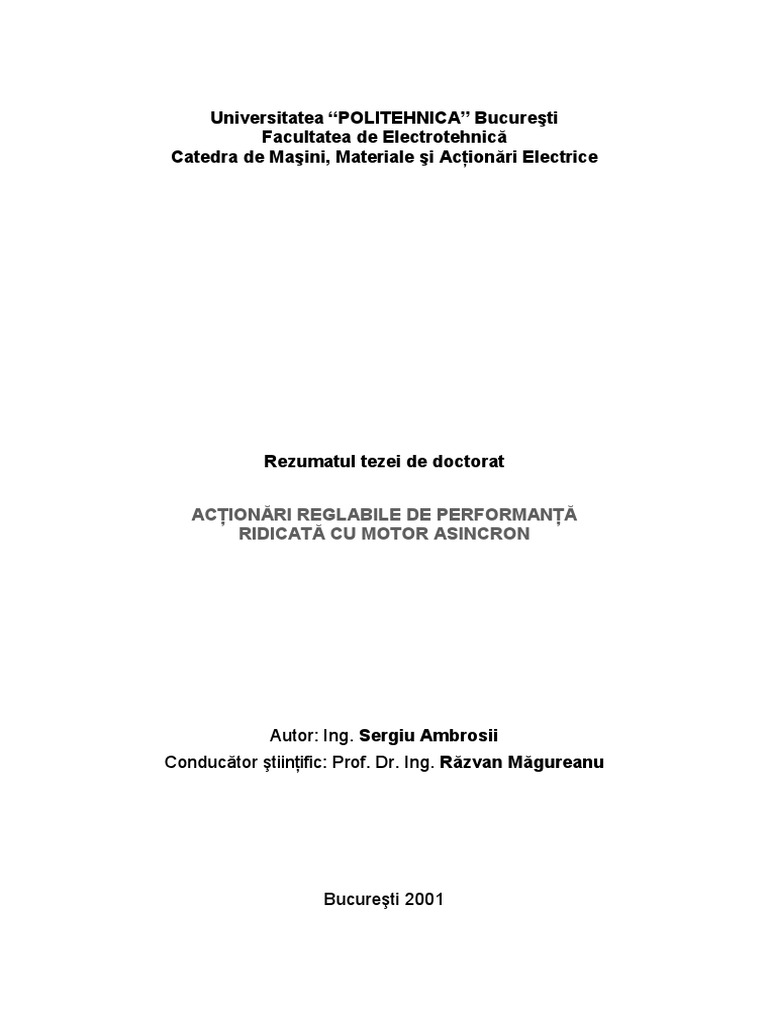 Actionari Reglabile Cu Motor Asincron | PDF