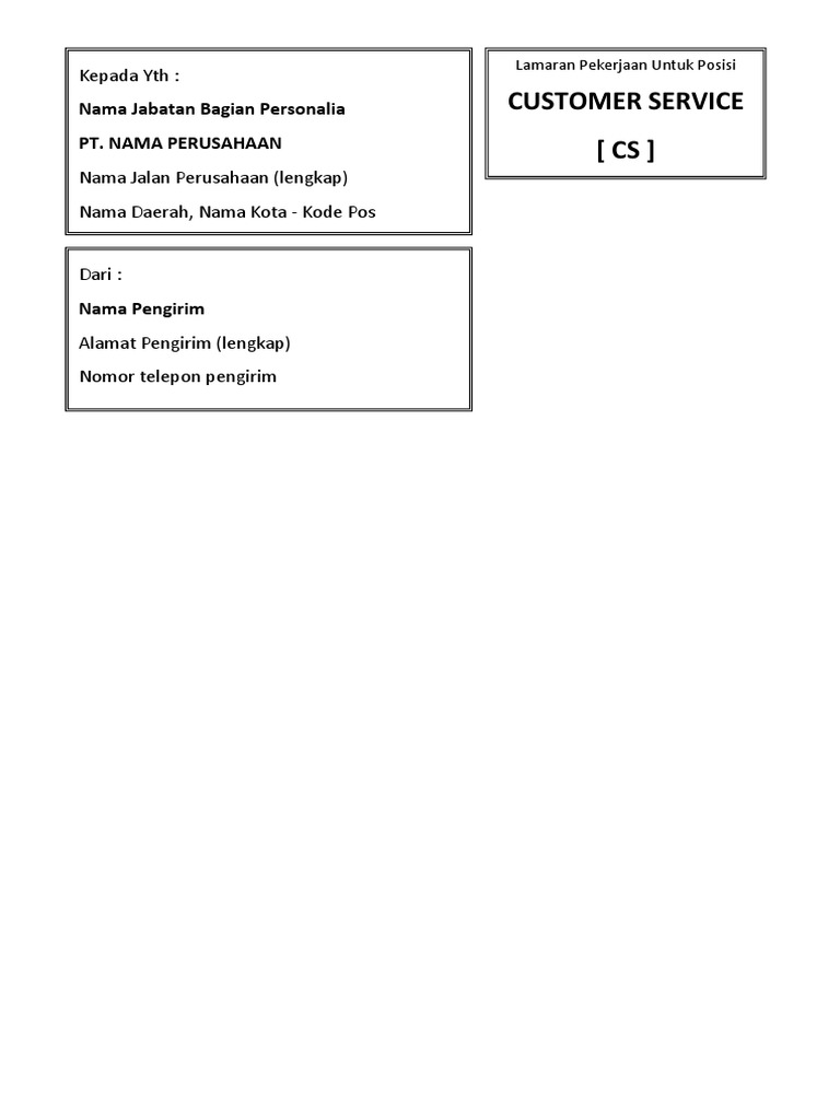 Label Kiriman Surat Lamaran Kerja | PDF