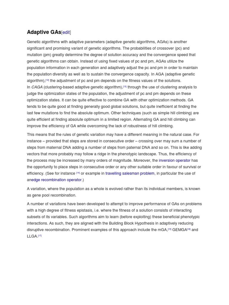 Adaptive Gas: Inversion Operator | PDF | Genetic Algorithm | Biology