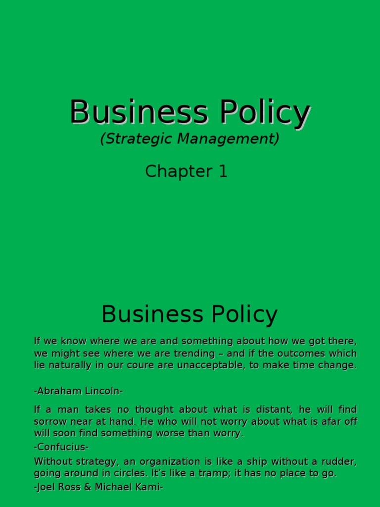 Business Policy and Strategic Management | Strategic Planning ...