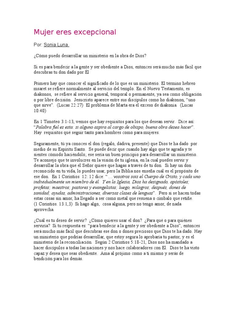 Mujer Eres Excepcional | PDF | Comportamiento religioso y experiencia ...