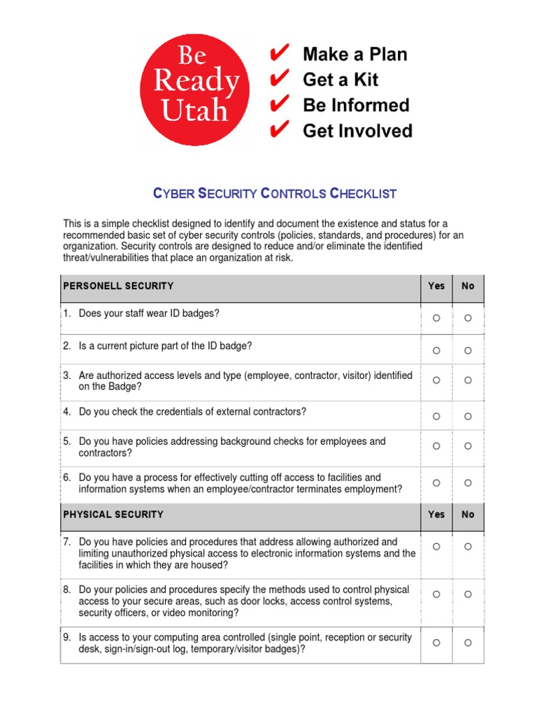 Bru Cyber Security Checklist | PDF | Threat (Computer) | Vulnerability (Computing)