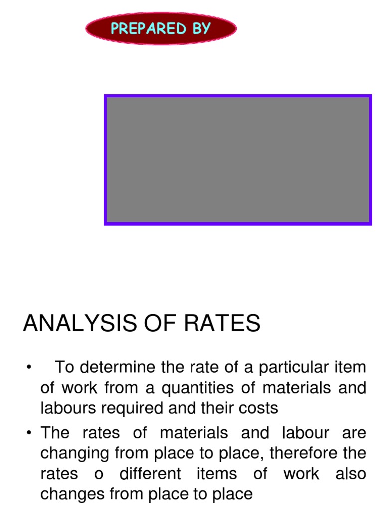 Analysis of Rates for Various Construction Items: Materials, Labor, and ...