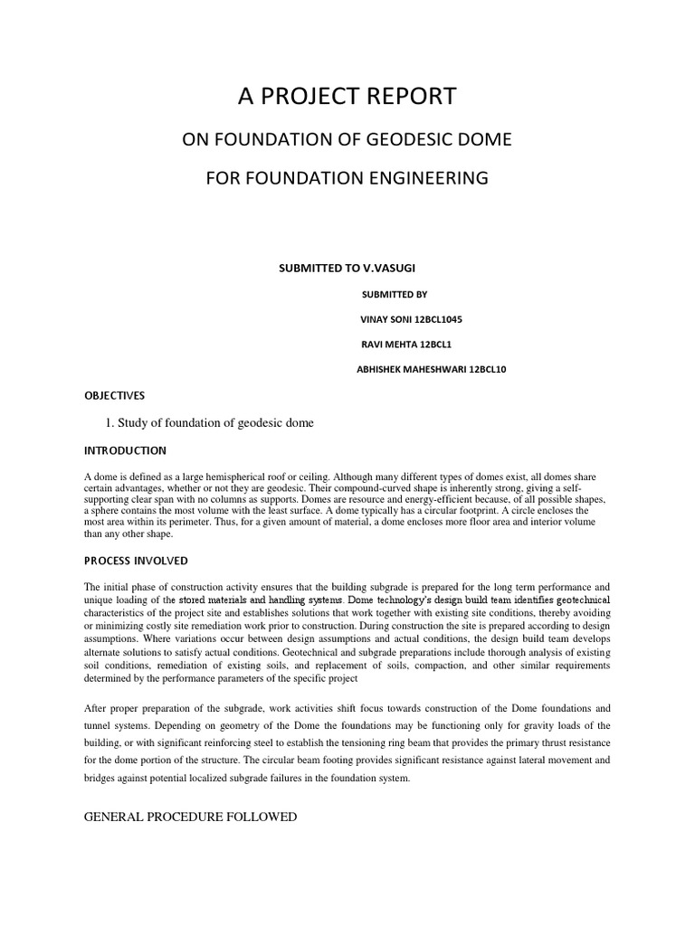 Geodesic Dome Foundation Report | PDF | Dome | Sphere