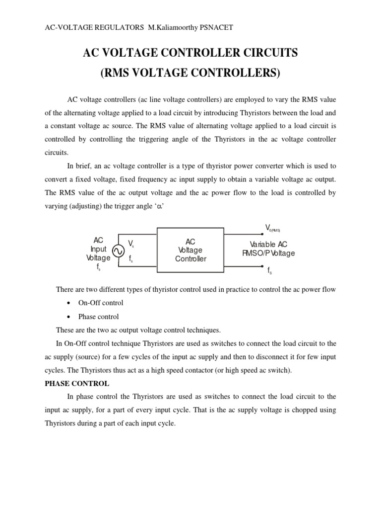 AC Voltage Controller Overview and Diagrams | PDF | Root Mean Square ...