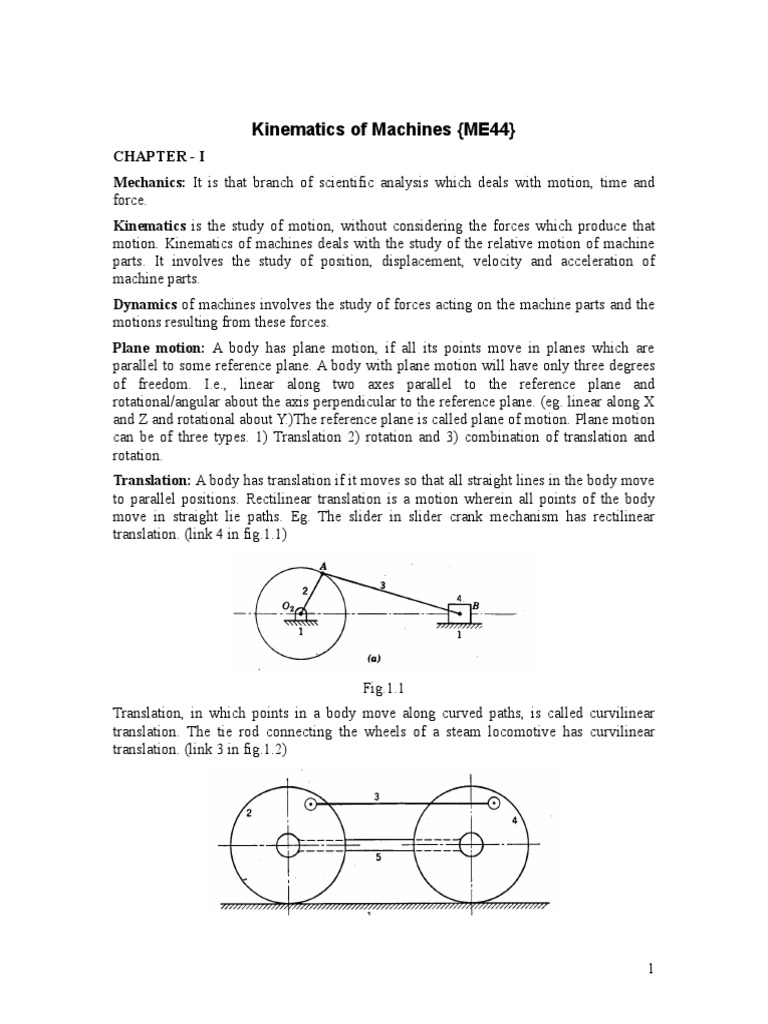 Kinematics of Machines Overview | PDF | Kinematics | Acceleration