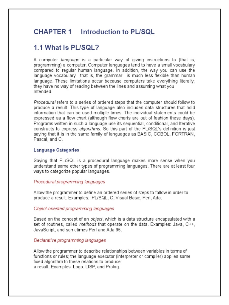 PL-SQL Notes | PDF | Pl/Sql | Programming Language