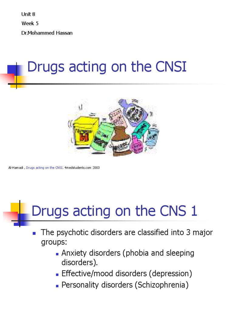 Drugs Acting On The CNS 1 | PDF | Benzodiazepine | Antipsychotic