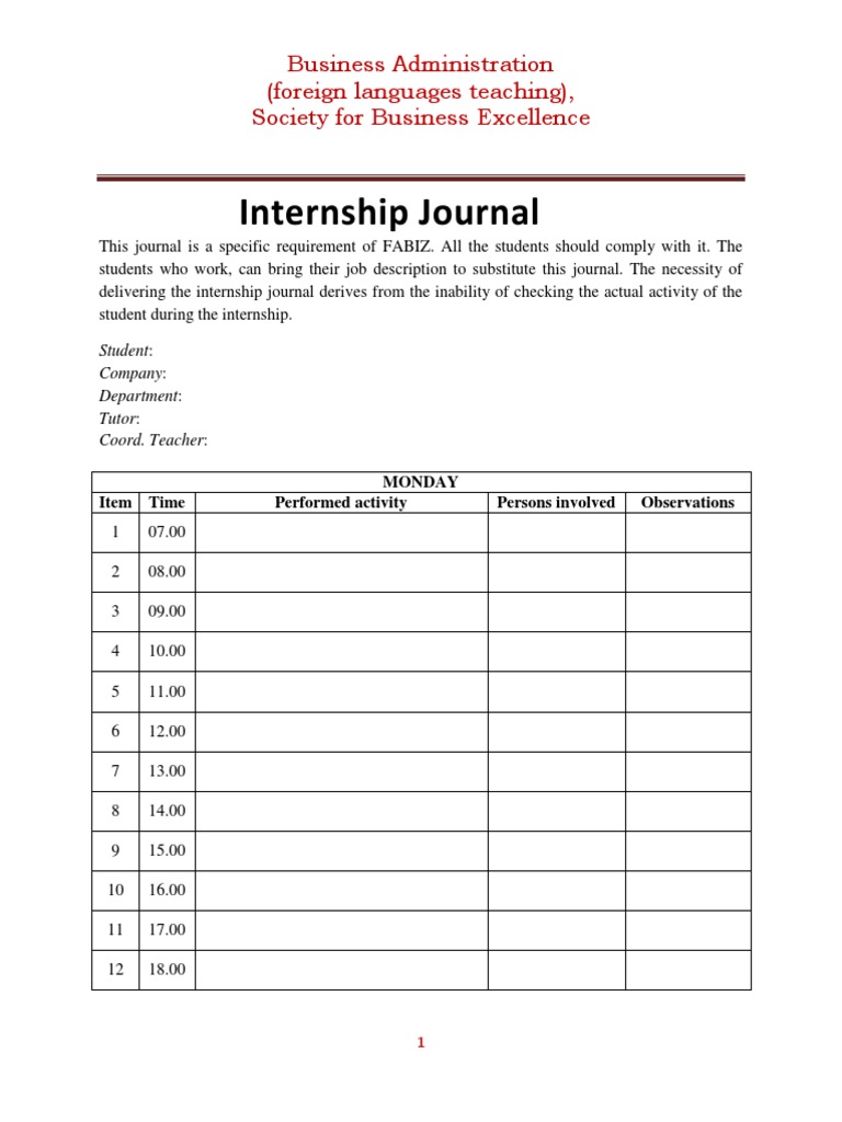 OPEN4BUSINESS Internship Journal | PDF | Career & Growth