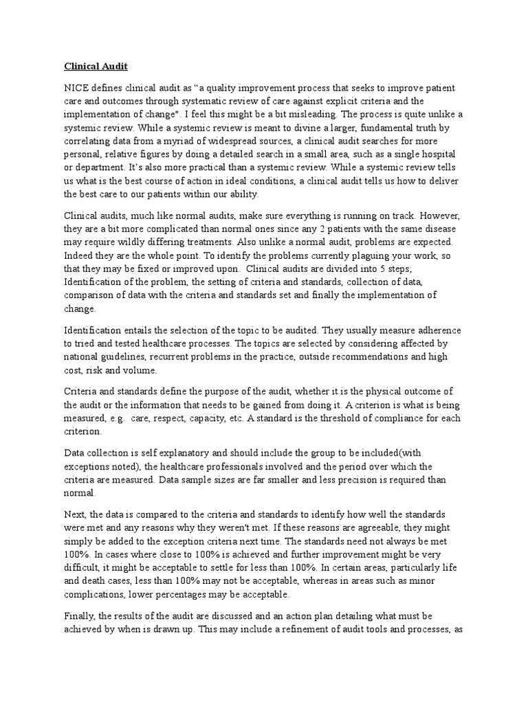 Clinical Audit | PDF | Audit | Health Care