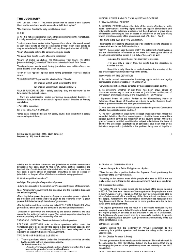 Judicial Power and Political Questions Doctrine | PDF | Initiative ...