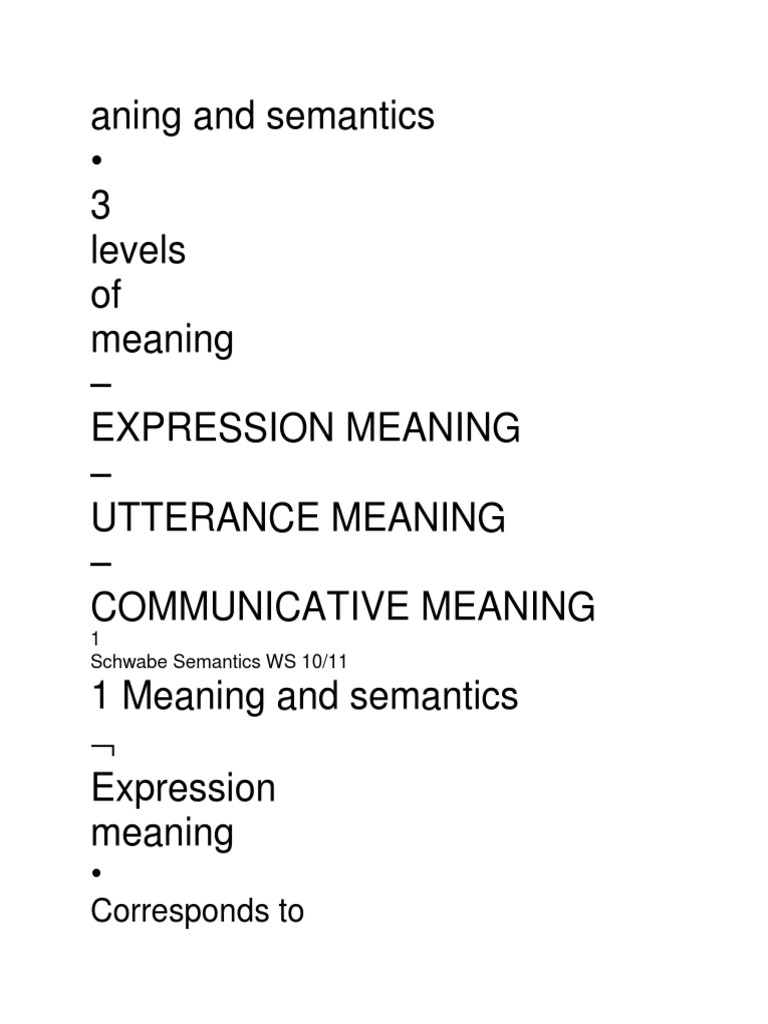 Aning and Semantics - 3 Levels of Meaning - Expression Meaning ...