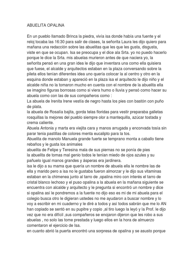 Abuelita Opalina Resumen Alimentos Prueba Gratuita De 30 Días Scribd