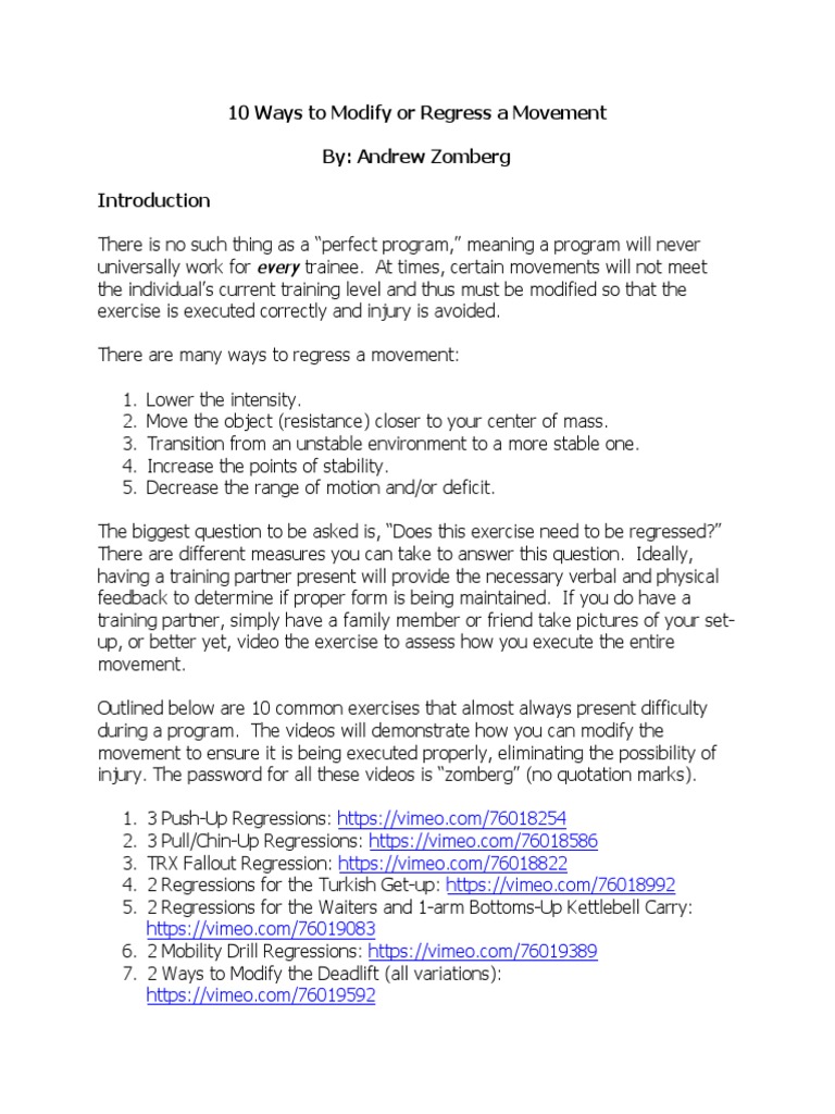 10 Ways To Modify or Regress A Movement | PDF