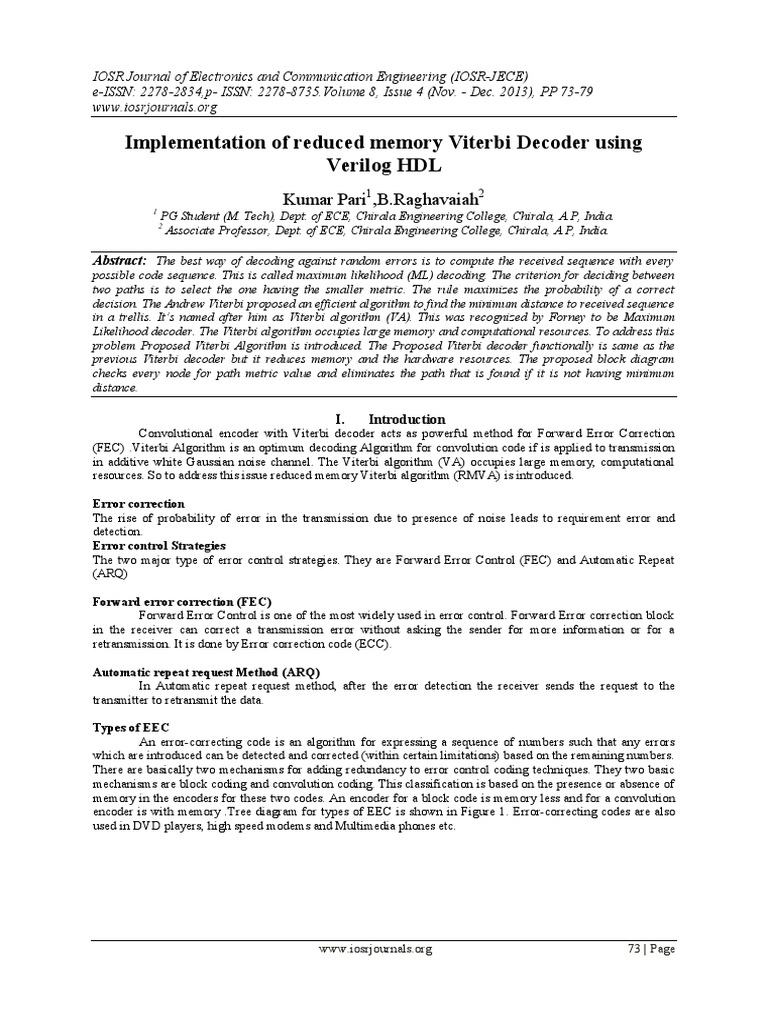 Viterbi Decoder | PDF | Error Detection And Correction | Forward Error Correction