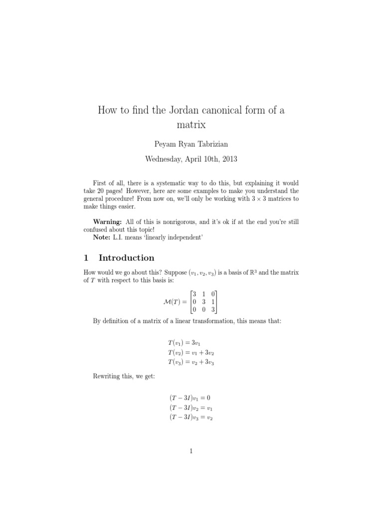 Jordan Canonical Form | PDF