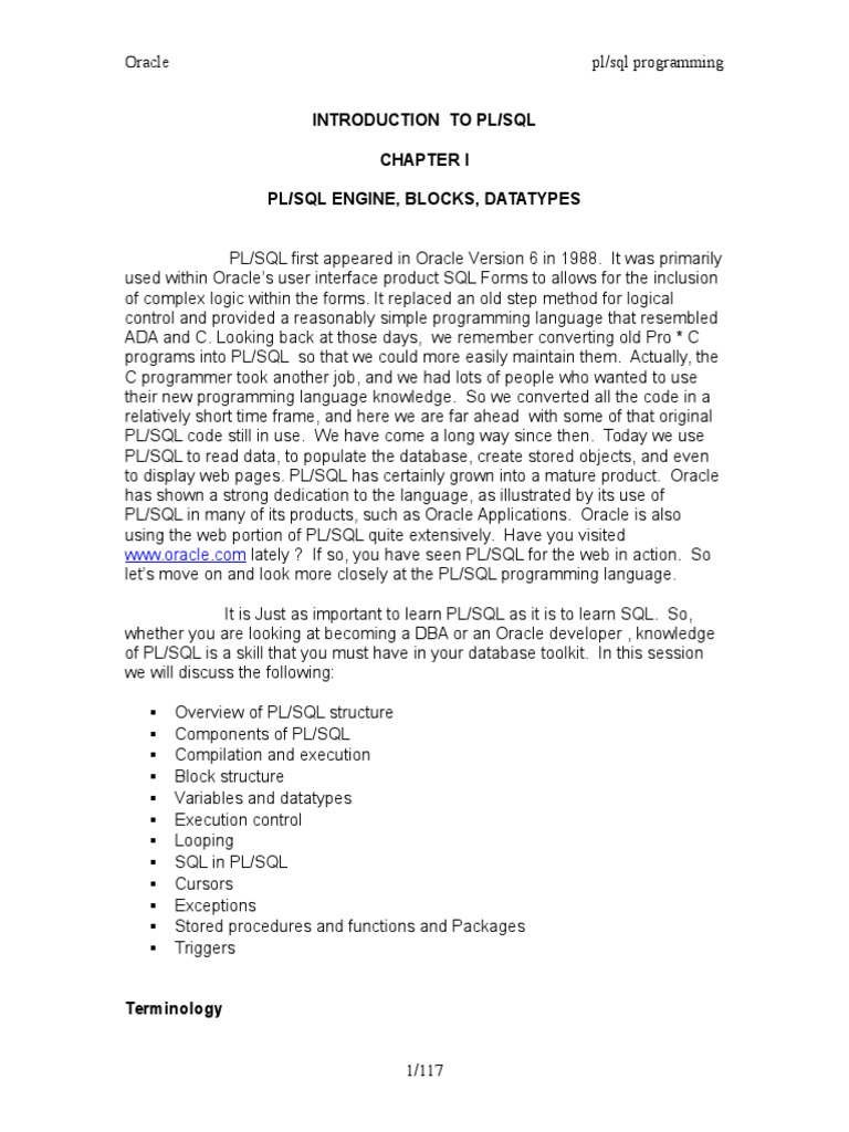 Introduction To PL | PDF | Pl/Sql | Control Flow