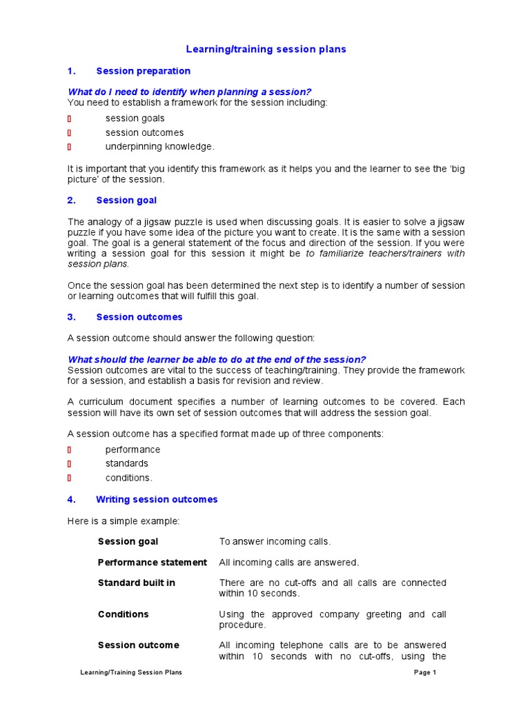 Effective Learning Session Planning Guide | PDF | Career & Growth