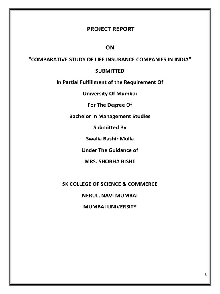 Project Report | PDF | Insurance | Life Insurance