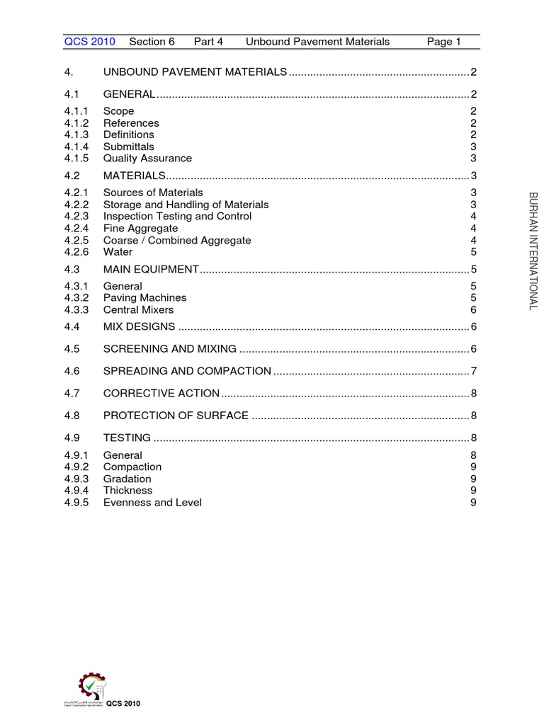 Qcs 2010 Section 6 Part 04 Unbound Pavement Materials | PDF | Road ...
