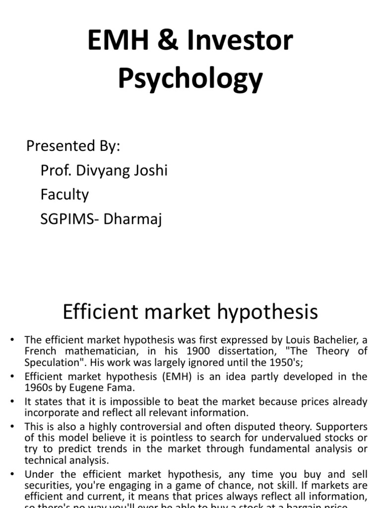 EMH & Investor Psychology | PDF | Efficient Market Hypothesis | Investor