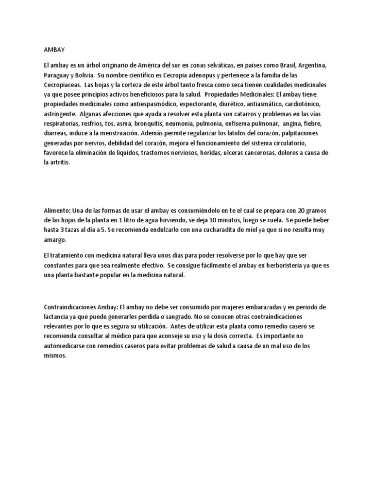 Propiedades y Usos del Ambay | PDF