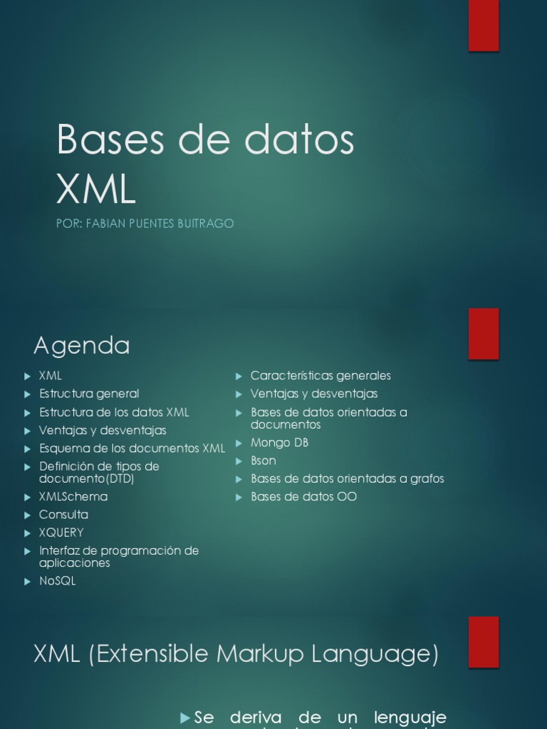 Bases de Datos XML | PDF | Xml | Lenguaje de marcado