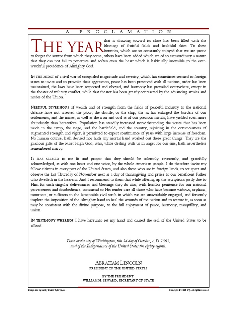 Thanksgiving Proclamation 1863 | PDF | Unrest