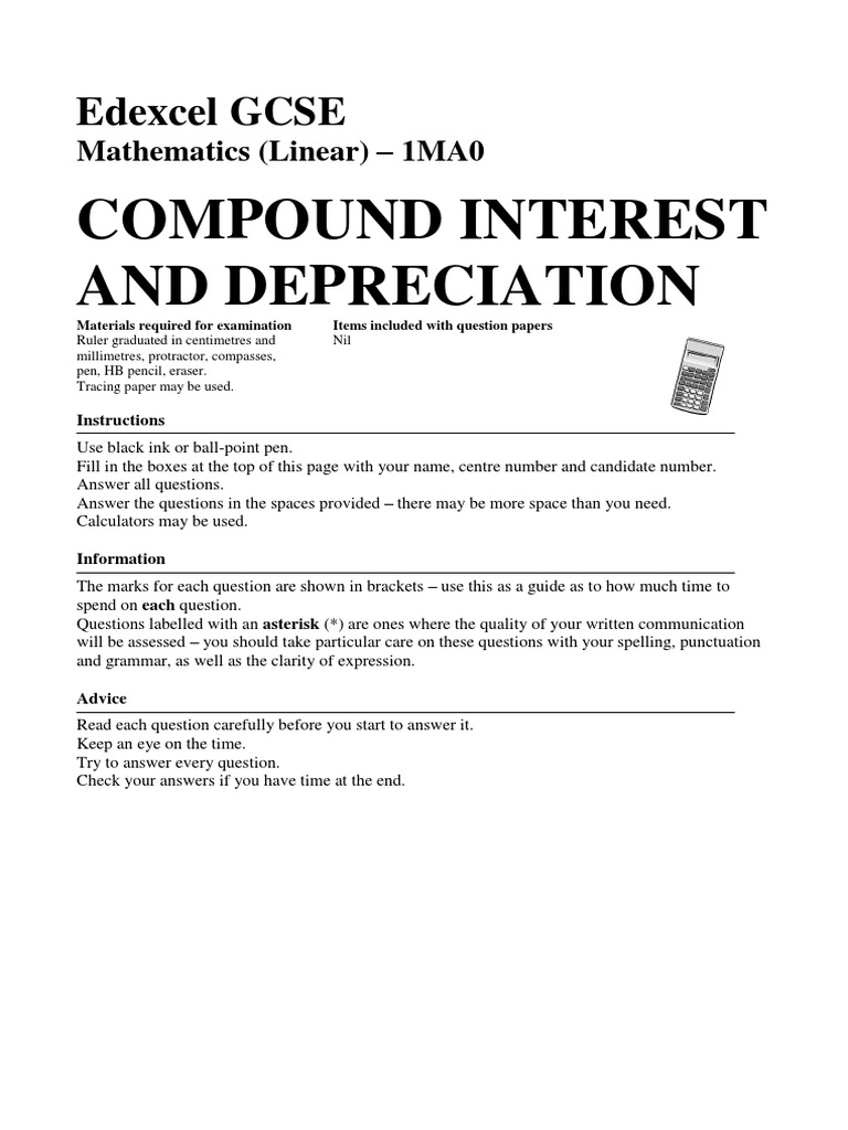 GCSE Compound Interest & Depreciation Guide | PDF