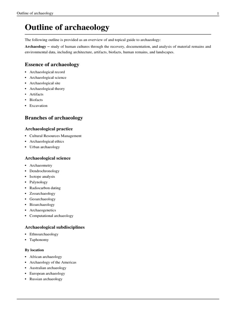 Outline of Archaeology | Archaeology | Excavation (Archaeology)