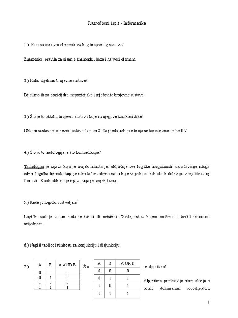 Prijemni Informatika | PDF