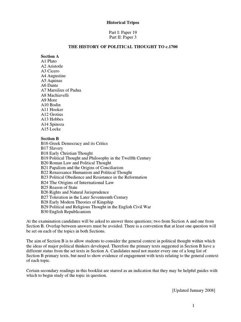 History of Political Thought to 1700 | PDF | Niccolò Machiavelli | John ...