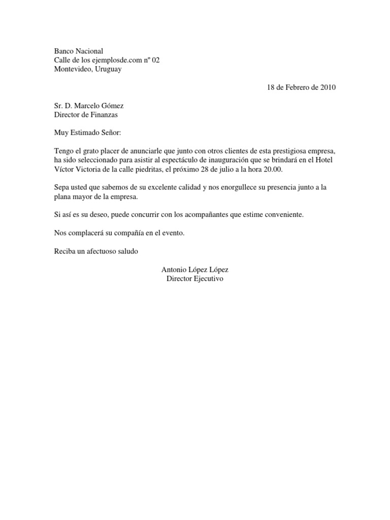 Modelo Carta Invitación Evento Formal | Descargar gratis PDF | Business