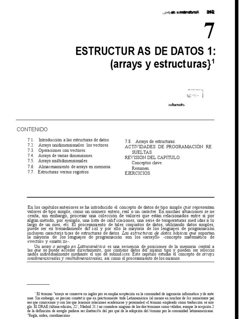 Estructura de Datos Array | PDF | Estructura de datos de matriz | Objeto (informática)