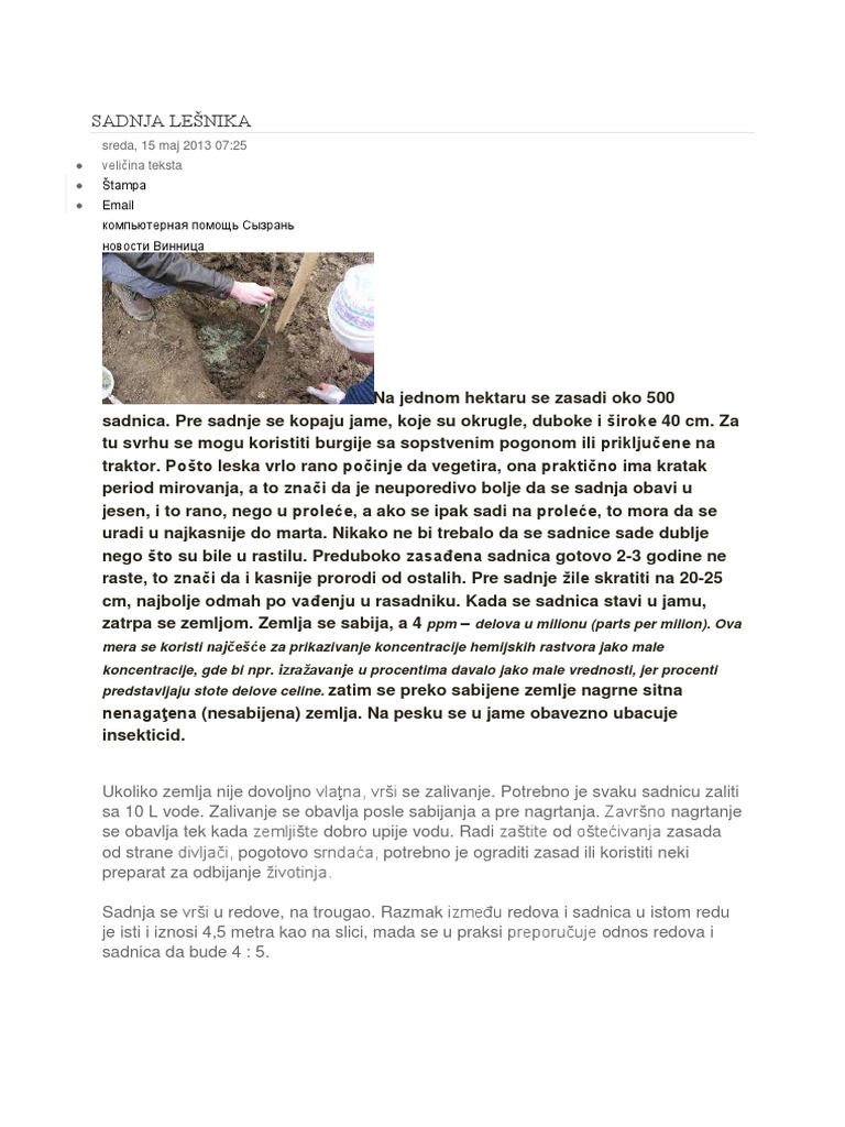 LESNIK-Uzgajanje Sadnja Sorte | PDF