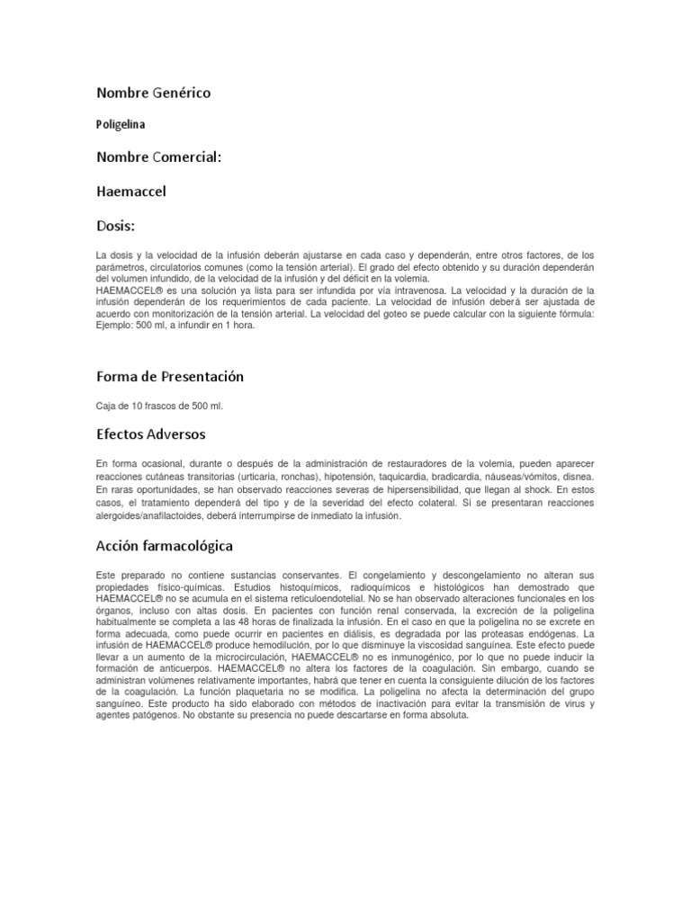 Poligelina | PDF | Coagulación | Farmacología