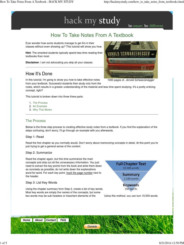 How To Take Notes From A Textbook - HACK MY STUDY | PDF | Memory | Phrase