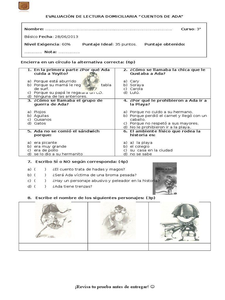 CL Prueba Cuentos de Ada | PDF
