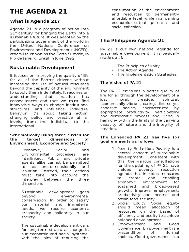 The Agenda 21 | PDF | Sustainability | Empowerment