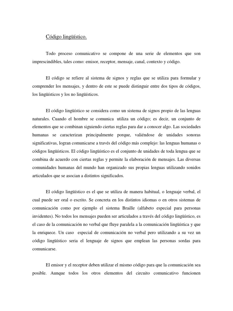 Código Lingüístico | Descargar gratis PDF | Comunicación no verbal ...