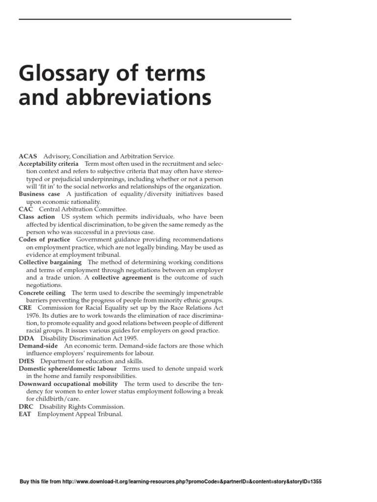 File Glossary of Terms and Abbreviations | PDF | Employment | European ...